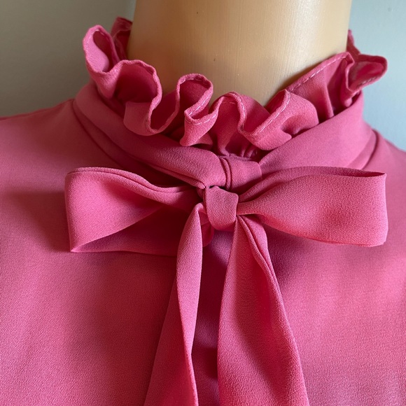 Tops | 42 Pink Ruffle Shear Top | Poshmark